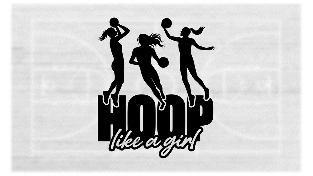 Sports Clipart: Black Word "hoop Like a Girl" Under Three Different ...