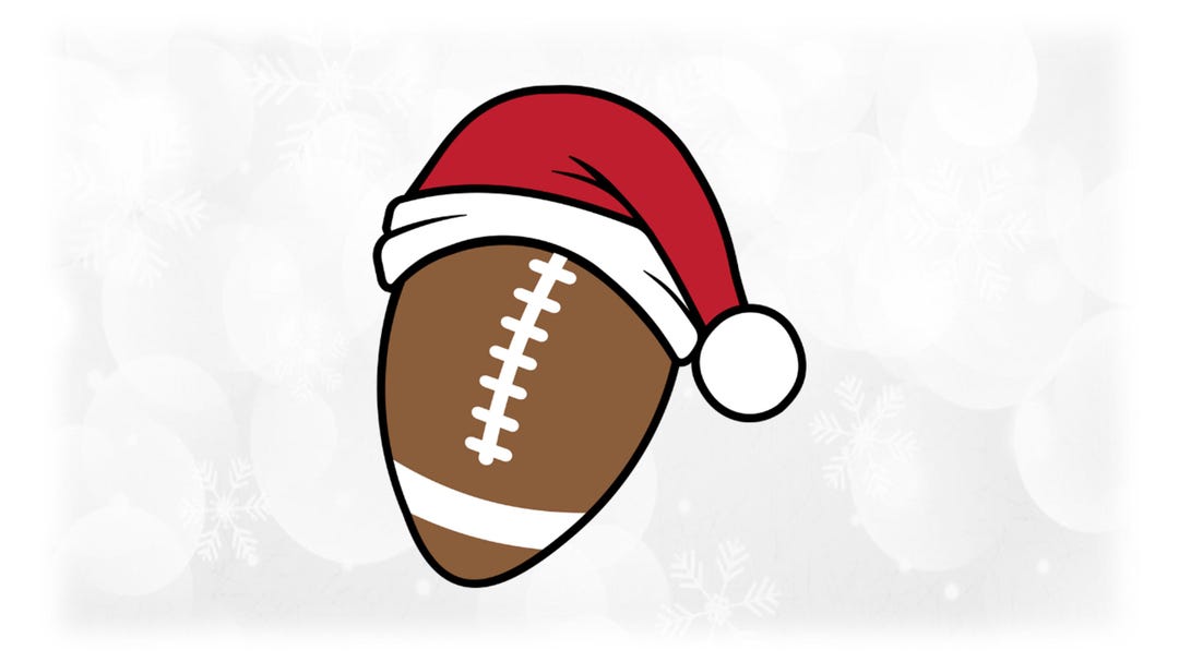 Holiday Clipart: Christmas Brown Football With Red Santa Claus Hat ...