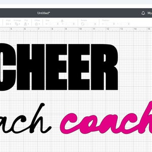 Sports Clipart: Black Bold Print Word cheer With Script Word coach in ...