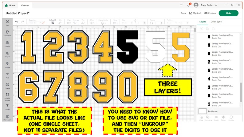 Sports Clipart: Jersey Number Templates Grouped on Single Sheet - Gold ...