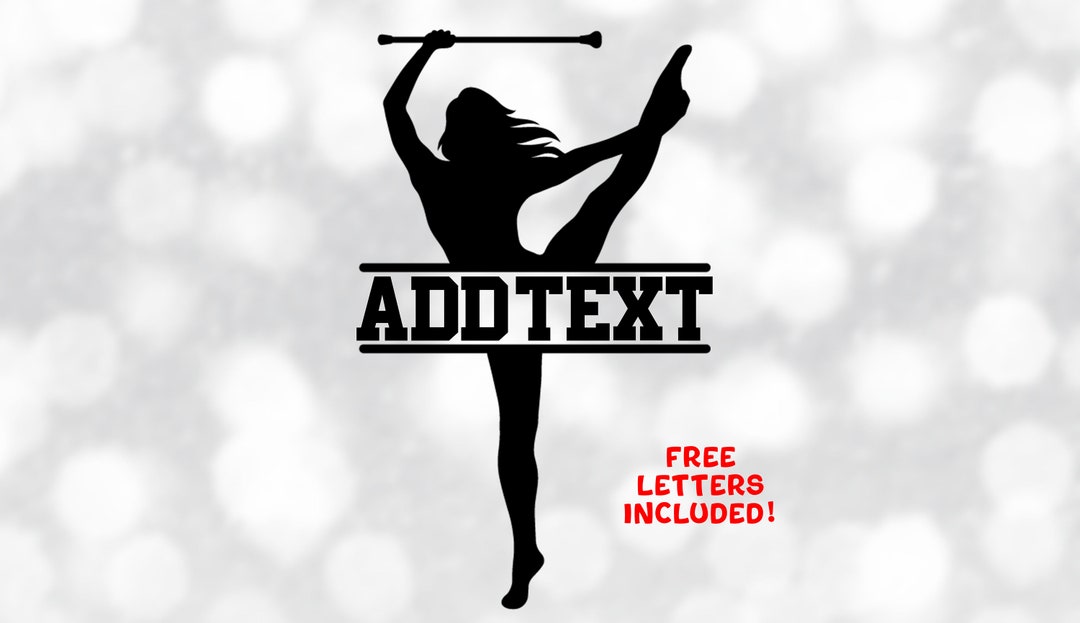 Sports Clipart: Black Silhouette of Baton Twirler Majorette One Leg up ...
