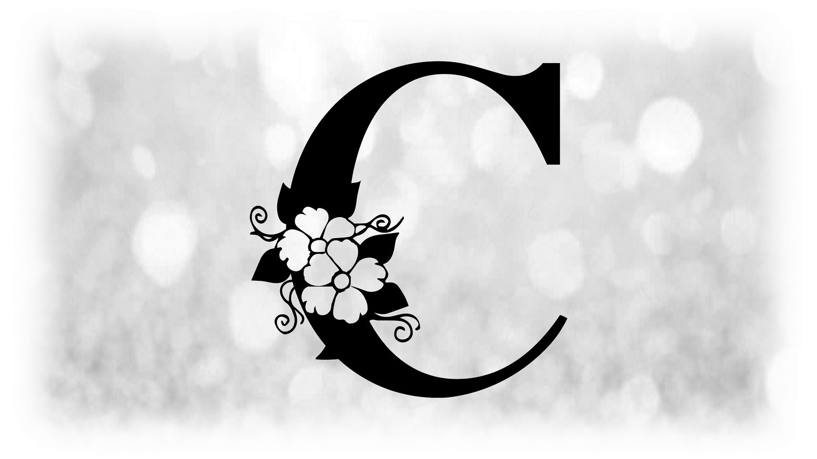 Word Clipart: Black Formal Capital Letter c With | Etsy