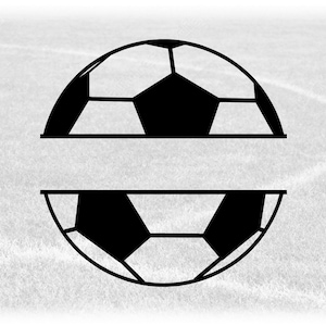 Sports Clipart: Black Split Soccer Ball With Name Frame- Bold, Easy ...