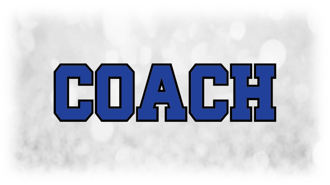 Sports Clipart: Blue Word coach in Bold Collegiate Style Layered on ...