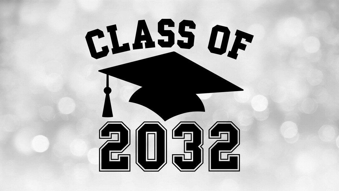 Educational Clipart: Black Class of 2032 Arched College Style Letters ...