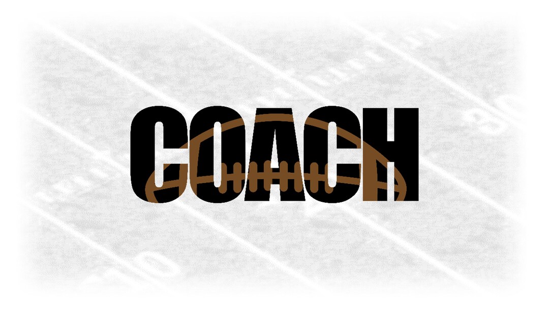 Sports Clipart: Thick Black Bold Word coach With Half Brown Football ...