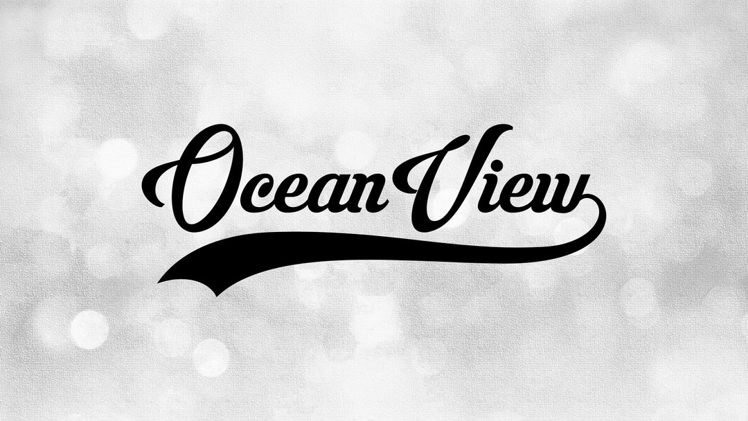 Sports Clipart: Bold Black ocean View Team Name in Fancy Type Lettering ...