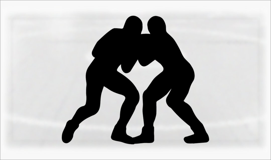 Sports Clipart: Black Silhouettes of Two Male Wrestlers Starting to ...