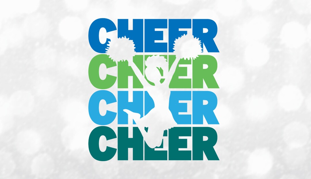 Sports Clipart: Color Words cheer With Cutout of Cheerleader Silhouette ...