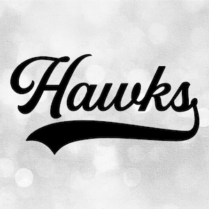 Sports Clipart: Black Word hawks Fancy Team Name in Baseball Style Type ...