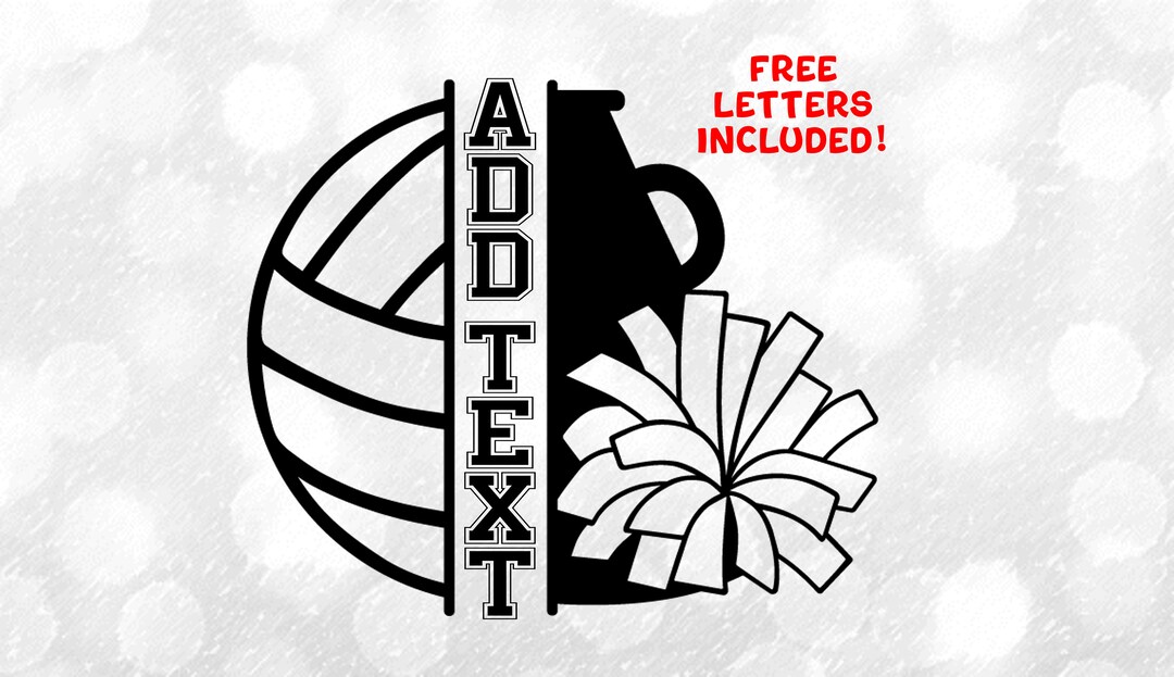 Sports Clipart: Black Half Volleyball and Half Cheer Megaphone With Pom ...