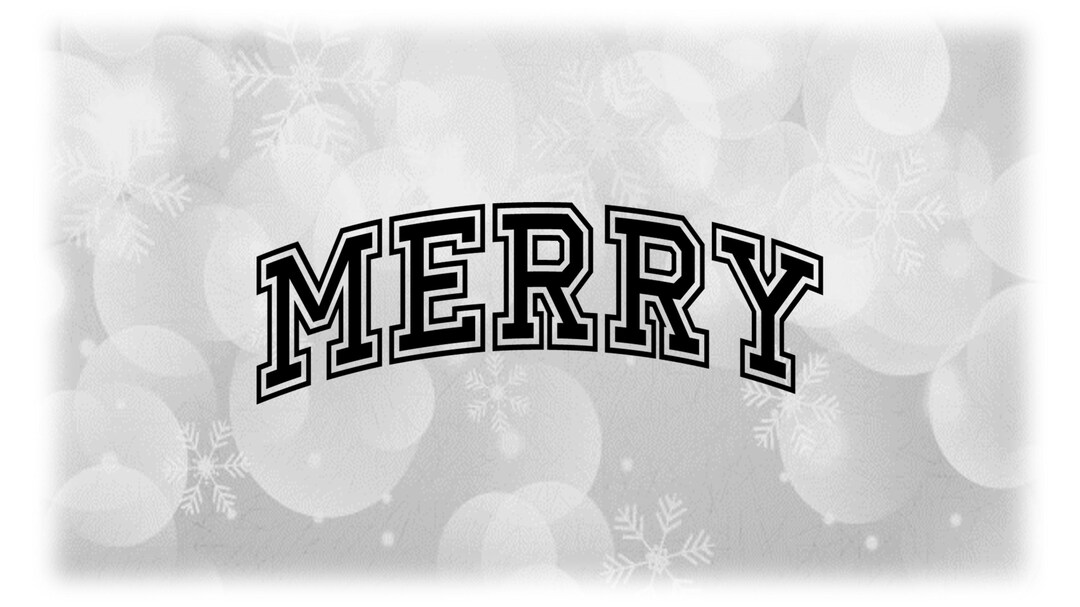 Holiday Clipart: Black Bold Arched Word "merry" in College Varsity ...