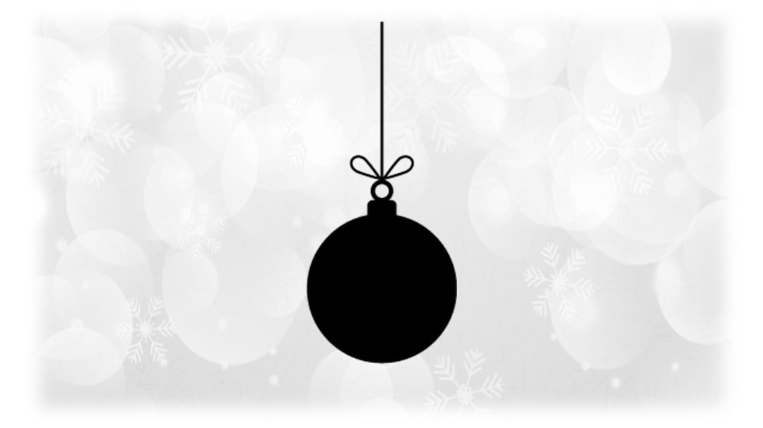 Holiday Clipart: Black Round Ornament Bulb or Bauble Hanging From Bow ...