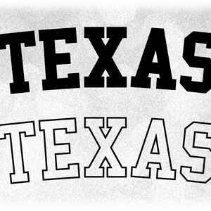 Geography Clipart: Black Solid and Outline of the Word "texas" for the ...