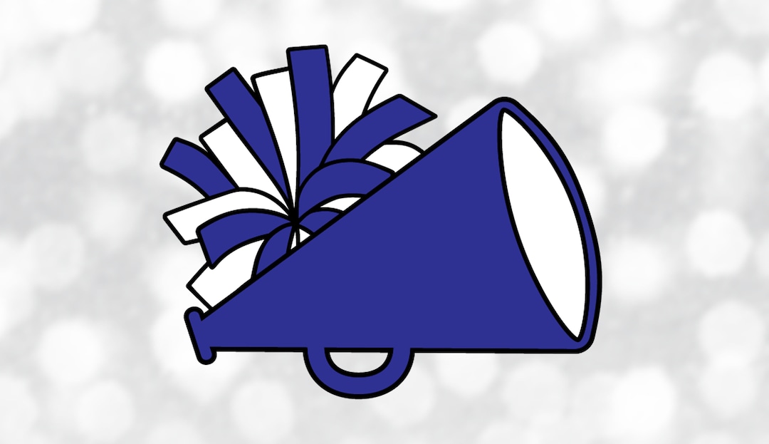 Sports Clipart: Navy & White Cheerleader Megaphone With Pom Pom on ...