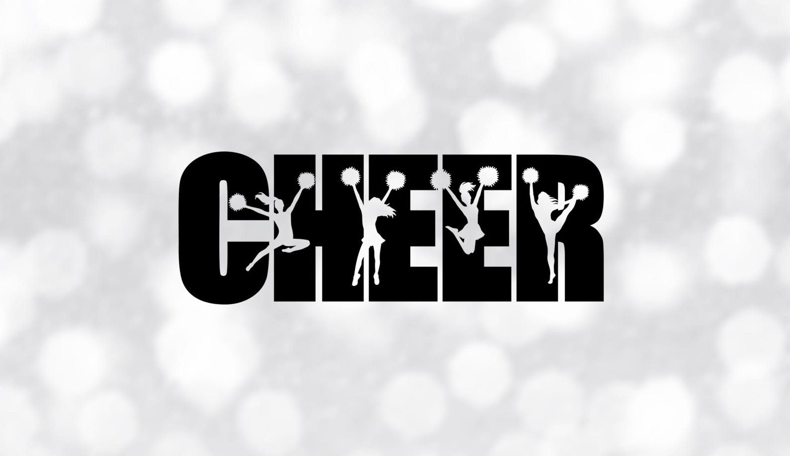 Sports Clipart: Bold Black Word "cheer" With 4 Different Cheerleader ...