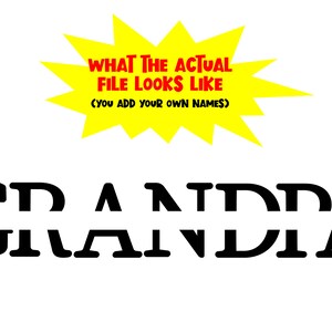 Family Clipart: Split Name Frame Word "grandpa" in Formal Black Type ...
