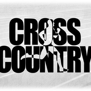 Sports Clipart: Bold Black Words "cross Country" With Cutout of Male ...