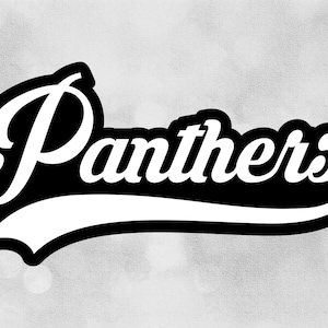 Sports Clipart: Layered White on Black "panthers" Team Name in Fancy ...