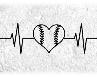 EKG Heartbeat Line SVG Sports Clipart Baseball Pulse Cut File Baseball ...