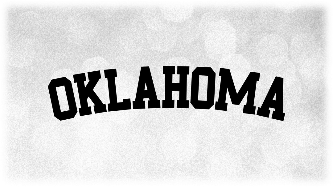 Geography Clipart: Black Bold Arched Word oklahoma From the United ...