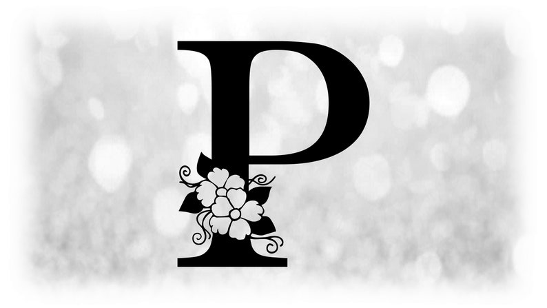Word Clipart: Black Formal Capital Letter "p" With Floral / Flower ...