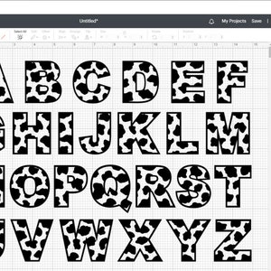 Word Clipart: Black Cow Print or Spot Patterned Alphabet - Etsy Australia