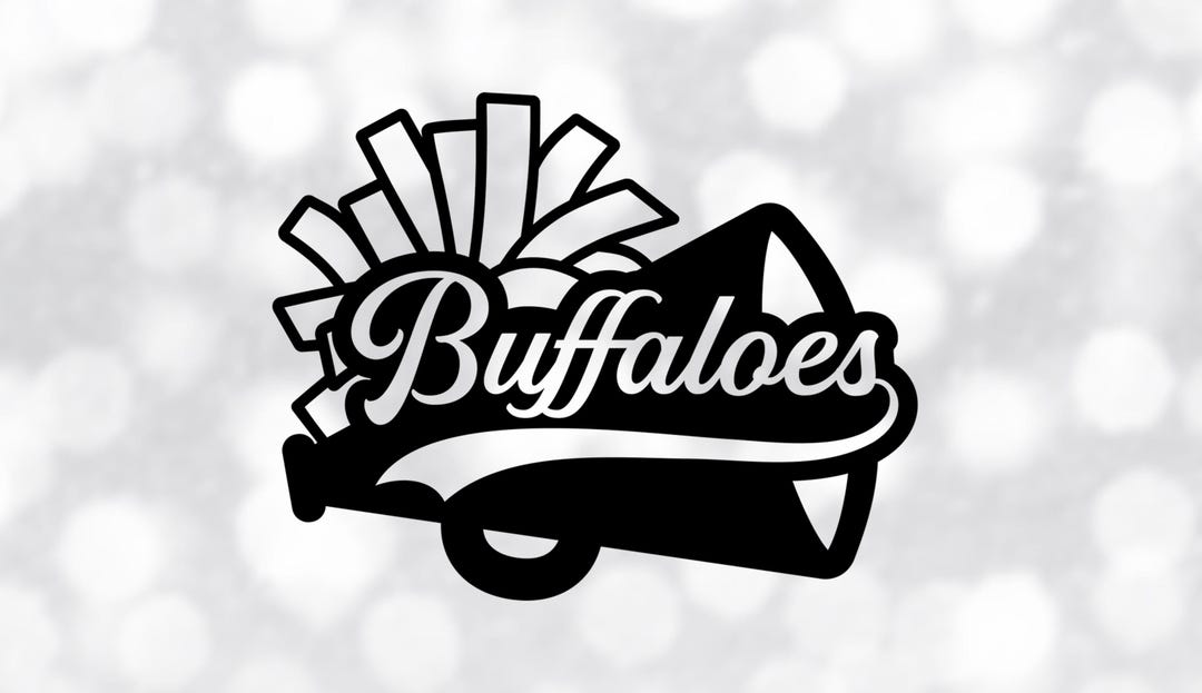 Sports Clipart: Black Cheerleader Megaphone With Pom Pom With Script ...