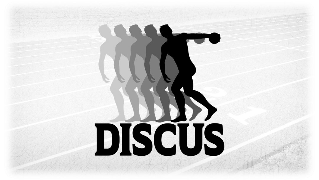 Sports Clipart: Word Discus With Silhouette of Male Thrower in Black ...