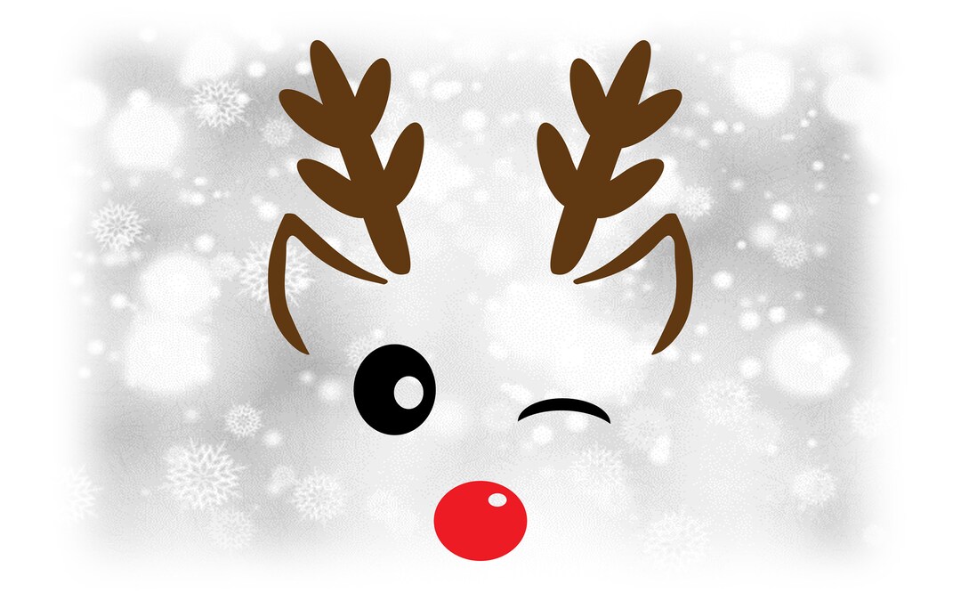 Holiday Clipart: Rudolph Inspired Reindeer With Winking Eye, Ears ...