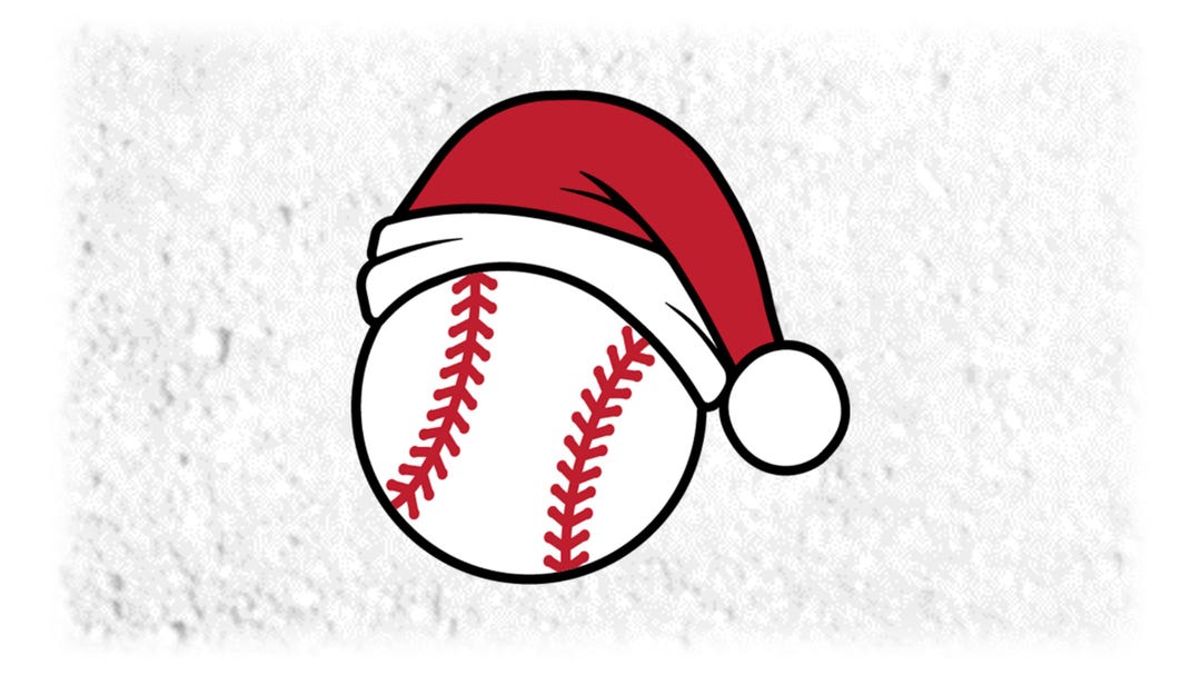 Holiday Clipart: Baseball With Red Santa Claus Hat or Stocking Cap With ...