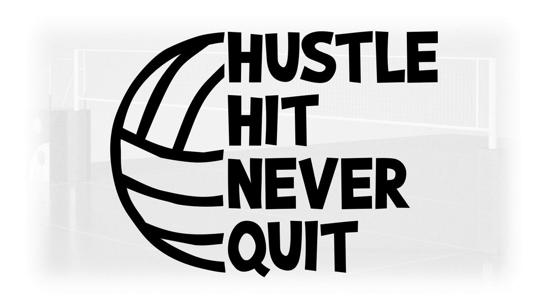 Sports Clipart: Black Half Volleyball Outline Design With Bold Words ...