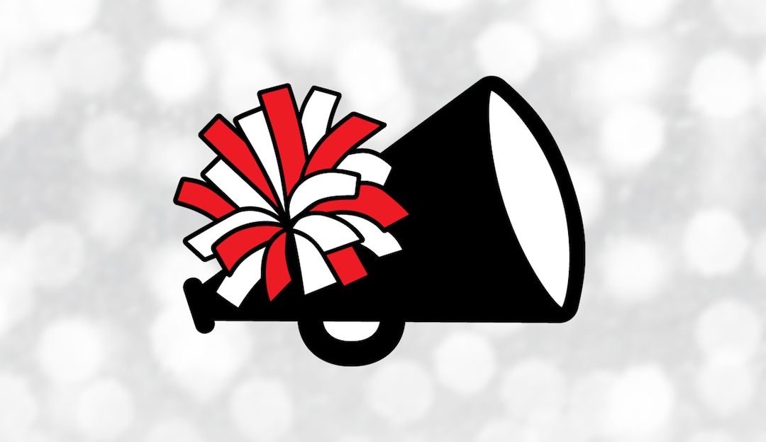 Sports Clipart: White & Red Cheerleader Megaphone With Pom Layered on ...
