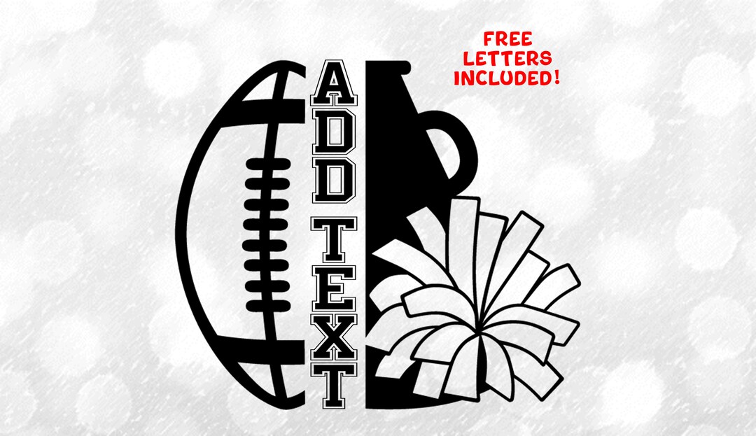 Sports Clipart: Black Half Foottball and Half Cheer Megaphone With Pom ...