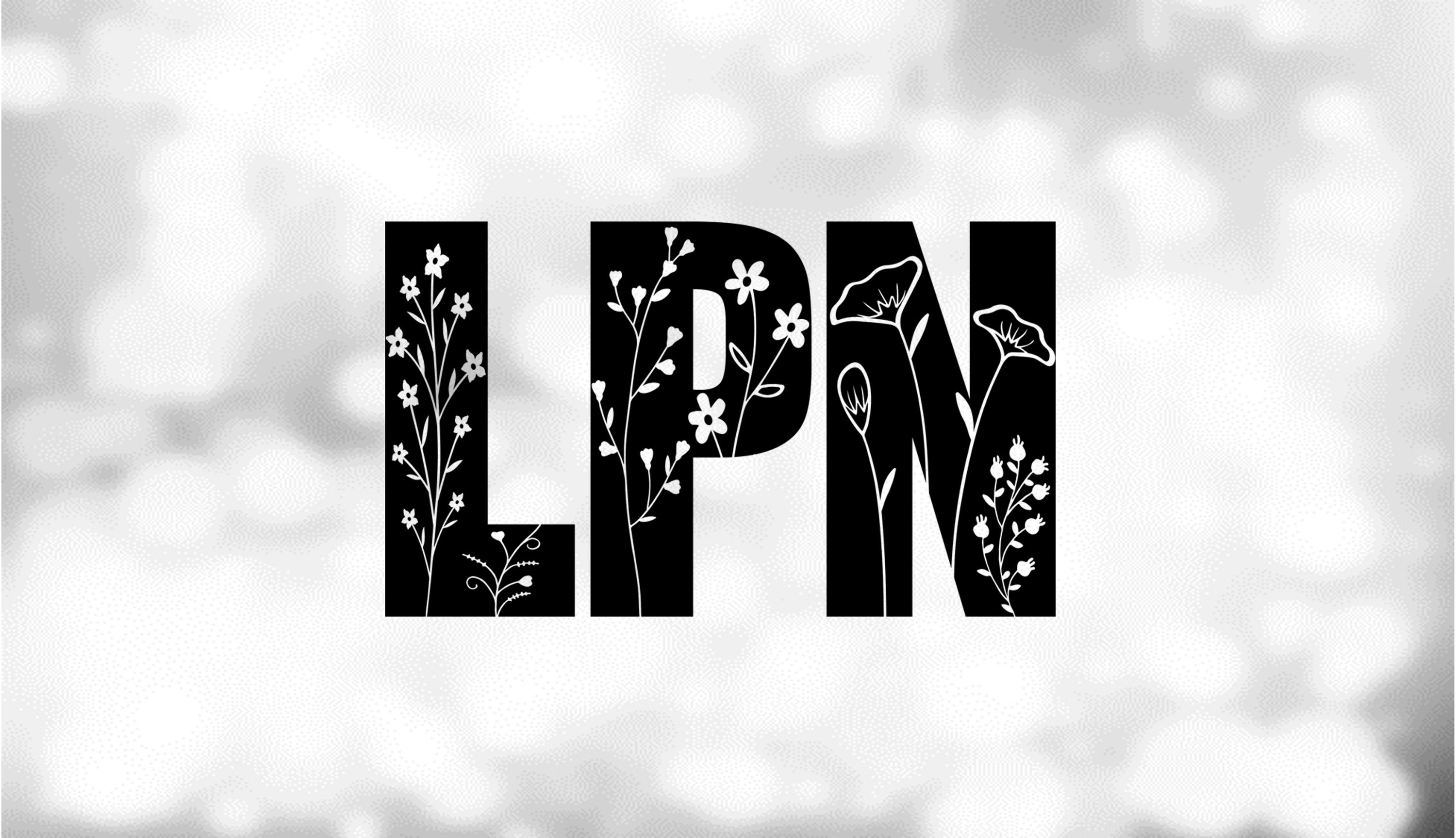 Medical Clipart: Black Bold Letters "lpn" With Patch of Wildflowers ...