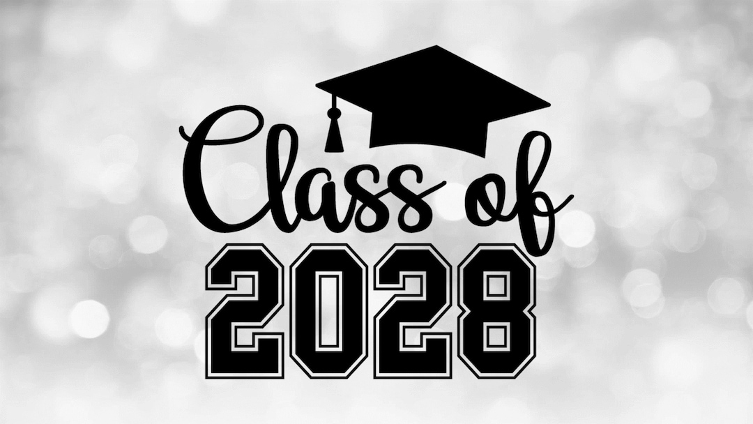 Educational Clipart: Words "class of 2028" in Varsity / Collegiate and ...