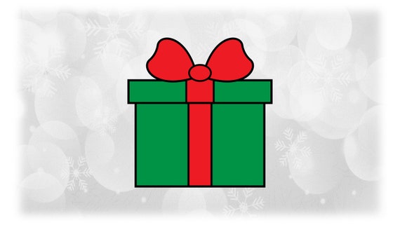 Holiday Clipart Christmas Gift or Present Silhouette With Green Box Red Ribbon Bow and Black Outline Digital Download SVG PNG Etsy Ireland