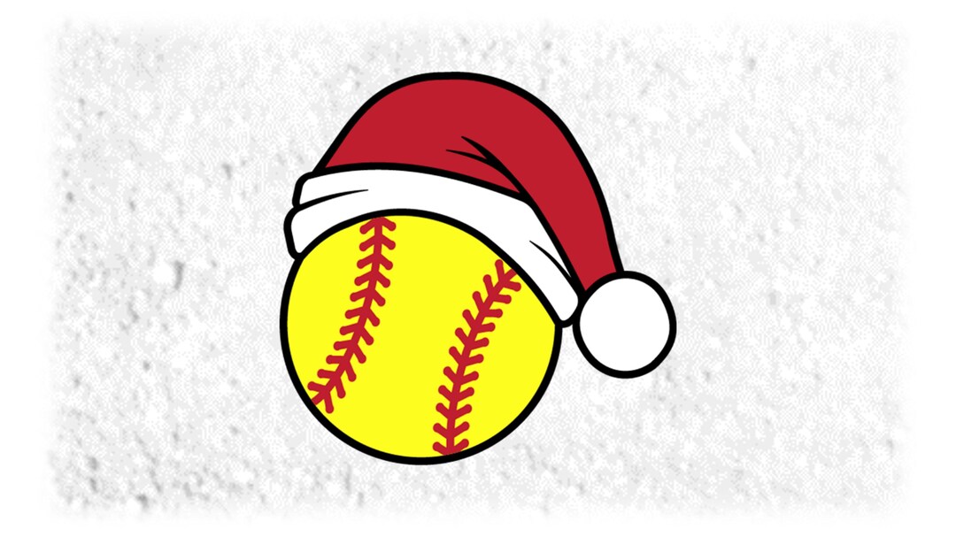 Holiday Clipart: Softball With Red Santa Claus Hat or Stocking Cap With ...