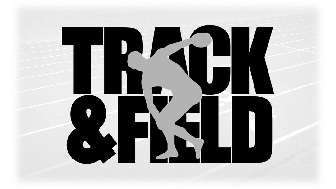 Sports Clipart: Words track & Field With Silhouette of Male Discus ...