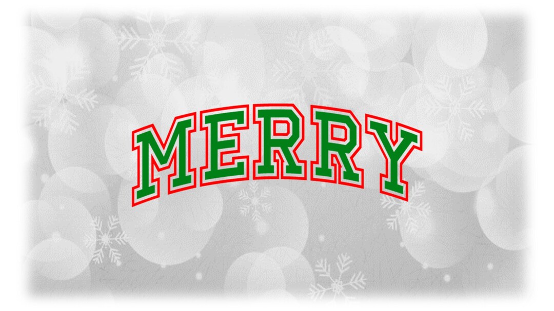 Holiday Clipart: Red and Green Arched Word "merry" in College Varsity ...