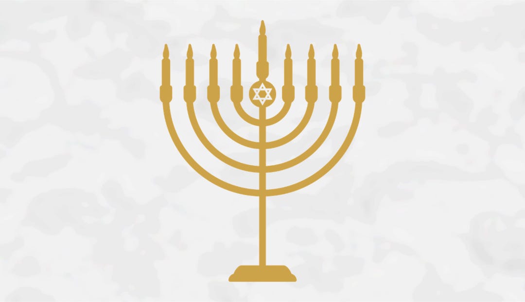 Holiday Clipart: Gold Hanukkah Menorah Candelabra W/ Seven Branches ...