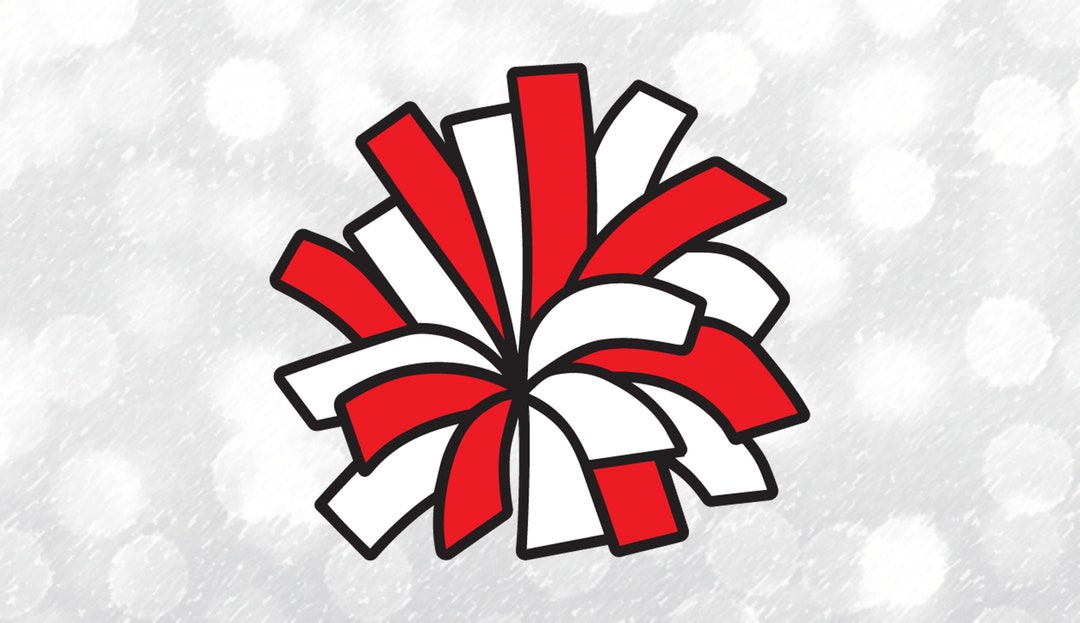 Sports Clipart: Red & White Cheerleader Pom Layered on Black Background ...
