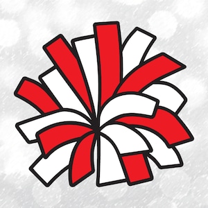 Sports Clipart: Red & White Cheerleader Pom Layered on Black Background ...