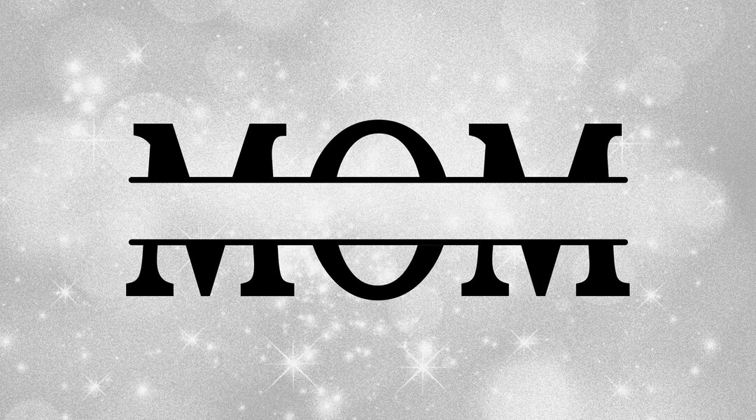 Family Clipart Moms: Split Name Frame Word mom in Fancy Bold Black Type ...