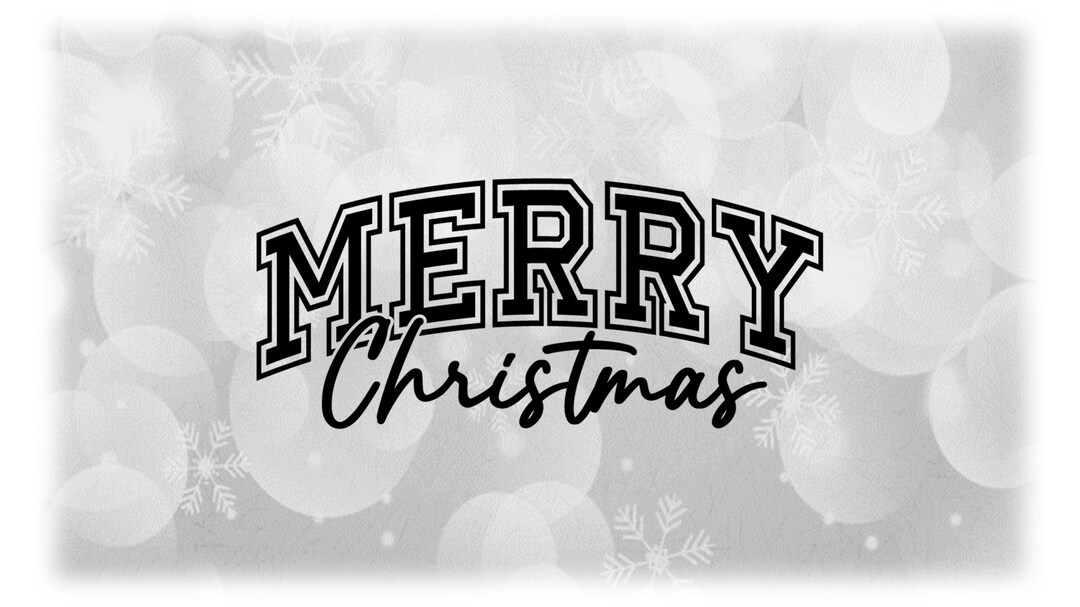 Holiday Clipart: Black Bold Arched Word "merry" in College Varsity ...
