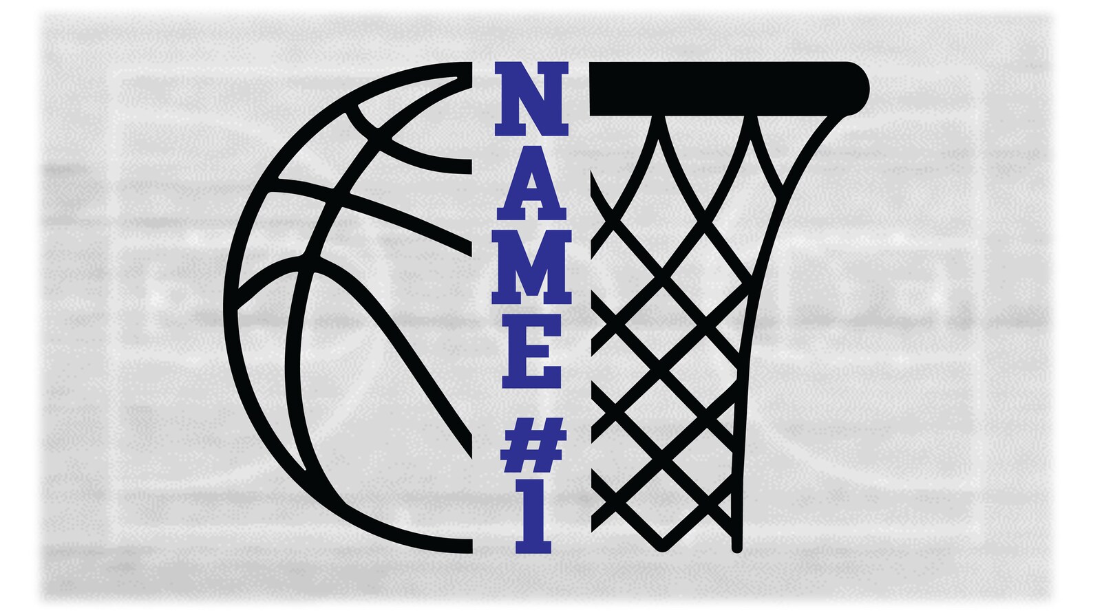Sports Clipart: Black Bold Half Basketball & Half Hoop With - Etsy