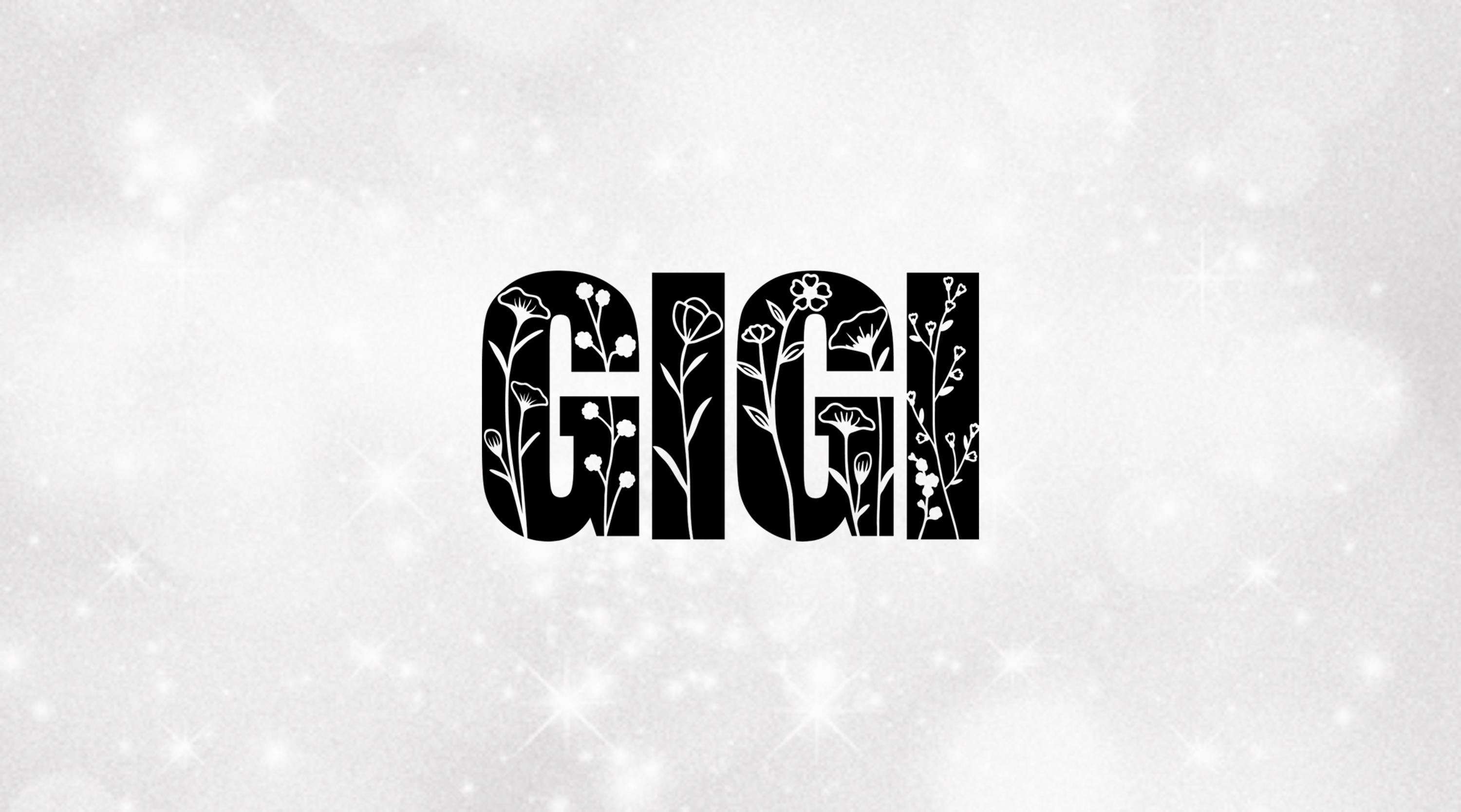 Family Clipart: Bold Black Style Word "gigi" With Patch of Many ...