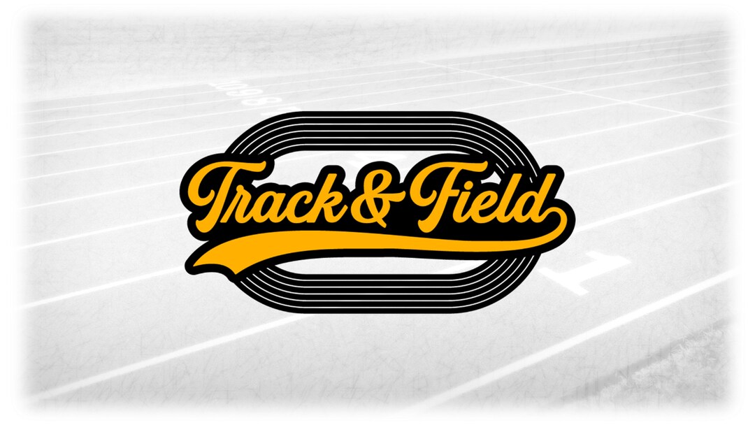 Sports Clipart: Black on Gold Script Words "track & Field" With Swoosh ...
