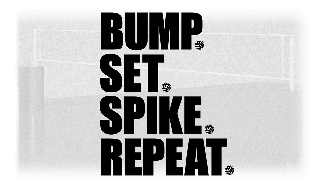 Sports Clipart: Large Black Bold Volleyball Phrase bump. Set. Spike ...