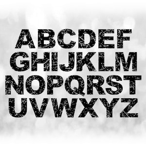 Word Clipart: Black Distressed Alphabet Letter Templates Grouped on ONE ...